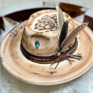 Accessories | Custom Hand Drawn Pyrography Bear Cowboy Hat Can Be Worn ...